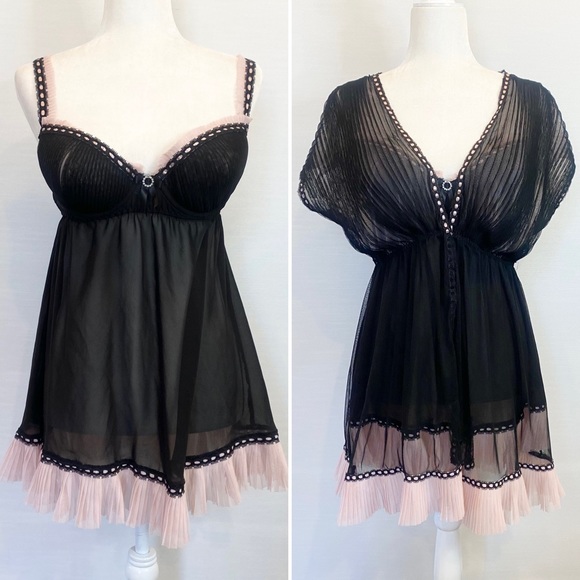Cinema Etoile | Intimates & Sleepwear | Sheer Chiffon Pleated Mesh ...